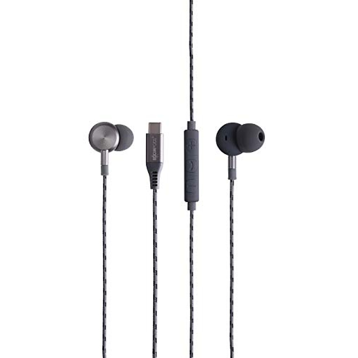 BoomPods Digibuds USB-C Headphones - Best in-Ear Digital Earbuds with USBC Type Connector, Fabric Braided Cable, Sweatproof, Wired Inline Controls for Seamless Entertainment (Graphite)