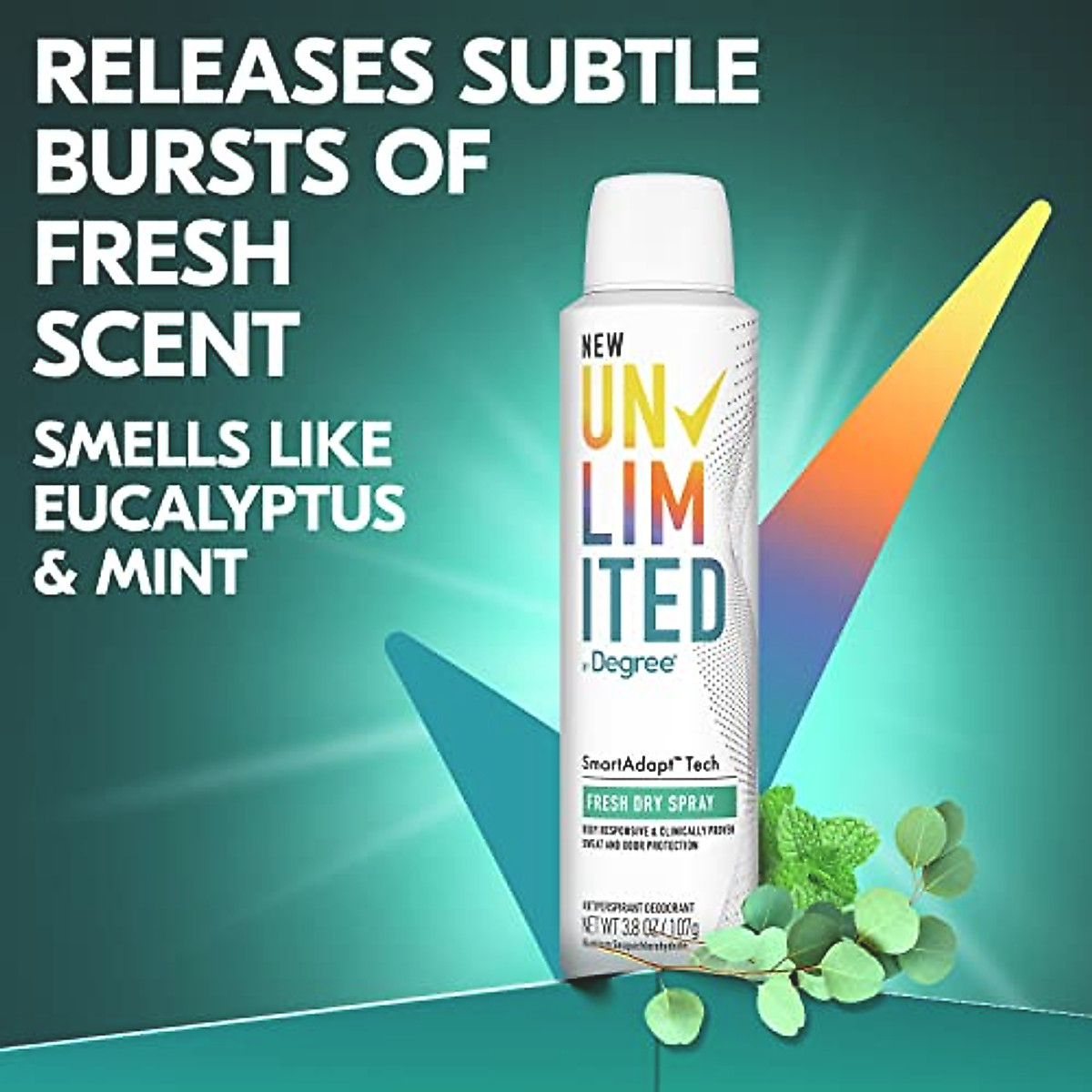 Degree Unlimited Antiperspirant Deodorant Dry Spray Fresh 2 Count Long-Lasting Sweat & Odor Protection with Antiperspirant Technology SmartAdapt Tech 3.8 oz