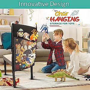 Stuffed Animal Storage Pocket for kids chair or Bed - Over Chair Organizer for Stuffies, Baby Ideas Holder, Toy Plush Storage/Hammock Hanging Storage Net Big Girls Toddler Large Bag Animals Black