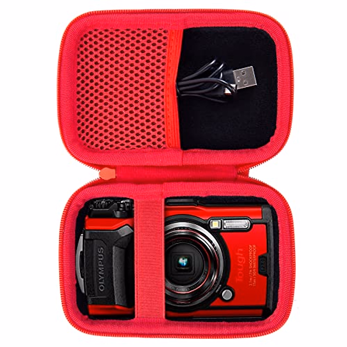 Aenllosi Hard Case Replacement for Olympus Tough TG-6 Waterproof Camera (Red)