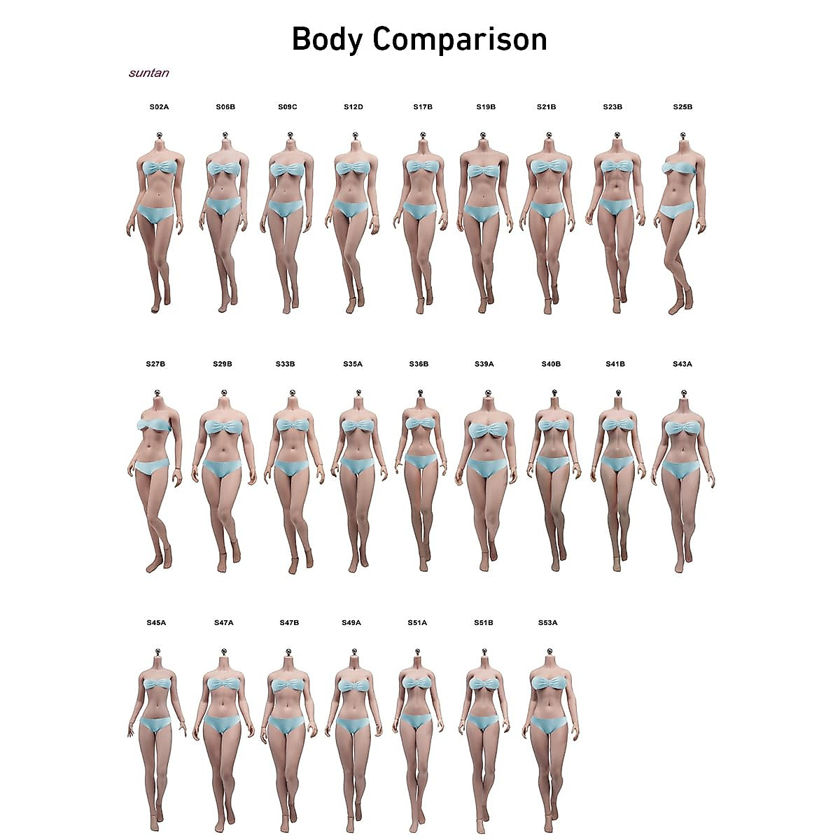 HiPlay TBLeague Seamless Action Figure Anime Body Type and Small Bust 1:6 Scale S45A(Suntan, Without Head)