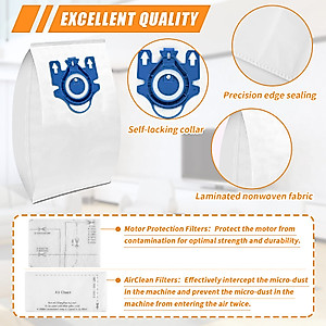 10 Pack Vacuum Cleaner Bags For Miele Gn Vacuum Cleaner With 3 Pcs Motor Protection Filters and 3 Pcs Air Clean Filters，Compatible with Miele GN Classic C1 Complete C1 Complete C2 Complete C3 S2 S5 S8