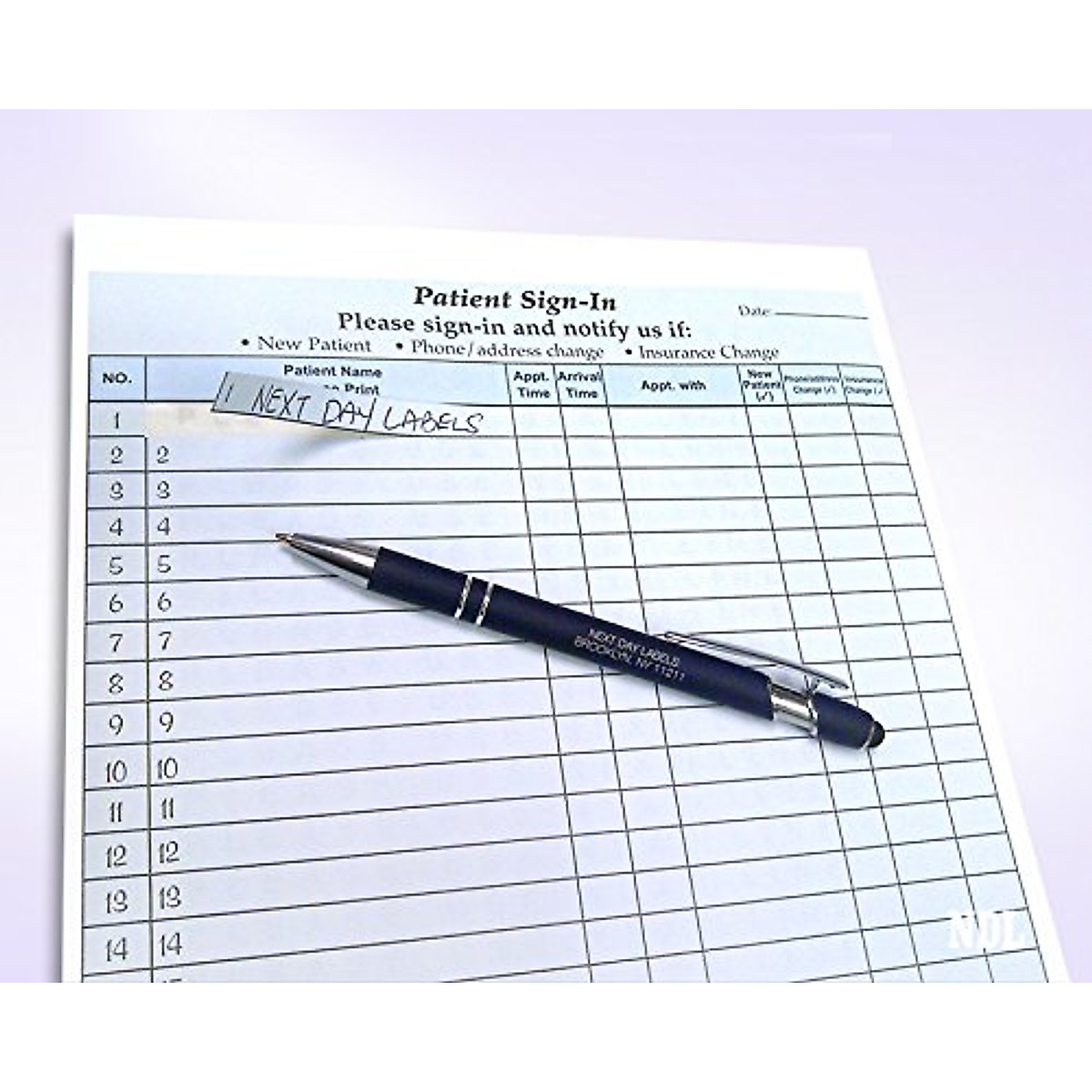 NCR Carbonless 3 Part Patient Sign in Forms, HIPAA Approved and Compliant for Confidentiality in All Medical Offices. (Blue)