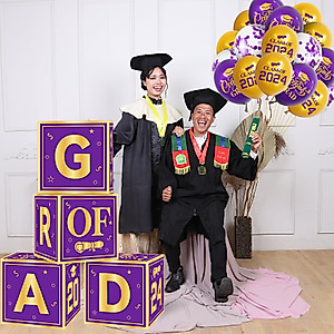 2024 Graduation Decorations Balloon Boxes Set, Class of 2024 Balloon Boxes for Grad Party Supplies, Congrats Grad Boxes for Indoor/Outdoor Graduation Party Decorations