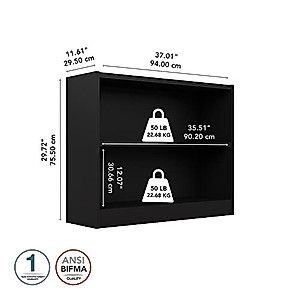 Bush Furniture Universal Small 2 Shelf Bookcase, Black
