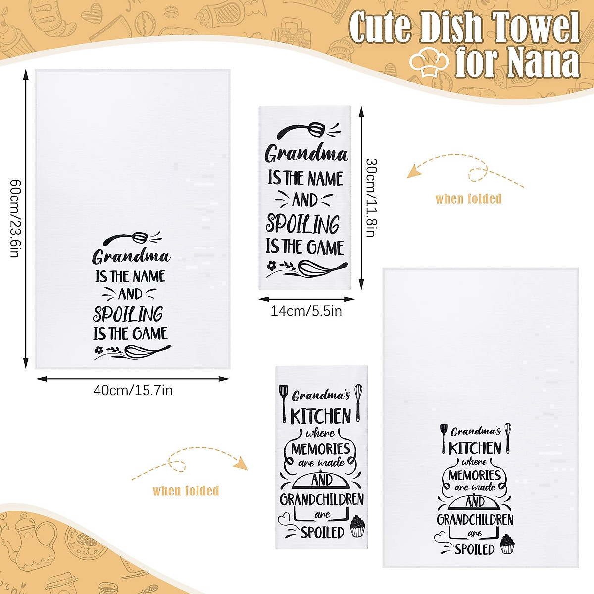 5 Pieces Grandma Kitchen Set Includes 2 Pieces Grandma Dish Towels Microfiber Dish Towels, 2 Pieces Grandma Oven Pads Pot Holder, Grandma Oven Mitt Grandma Gift for Home Birthday Kitchen