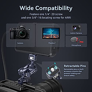 SmallRig Articulating Magic Arm with NATO Clamp and 1/4"-20 Screw (with Retractable Pins), 360 Degree Rotation, Max Load of 12 Ib Magic Arm for Field Monitor, Camera and Lights 3875