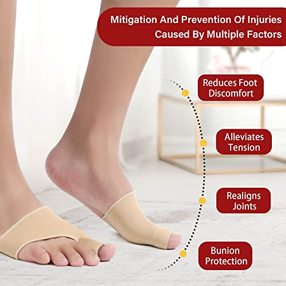 HFXBearArmor Bunion Splint 2PCS, Bunion Corrector for Men and Women Bunion Relief in Hallux Valgus, Toe Spacers for Feet, Hammer Toe Straightener Bunion Pads Day and Night Use - S