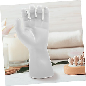 Table Top Display Stand Hand Model for Gloves Hand Mannequin Jewelry Display Stand Male Hand Model for Bracelet Bangle Gloves Ring Display White Left Plastic Gloves