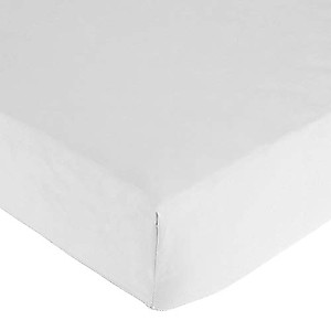 American Baby Company Cotton-Polyester Blend, Fitted with Elastic Corners Standard Daycare/Pre-School Nap Mat Sheet, 10 Packs, White