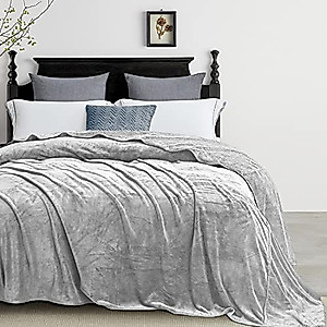 Peypike 120 x 120 Inch(10 feet x 10 feet) Super Large Flannel Throw Big Blanket for Family King Size Bed - Lightweight Cozy & Soft Light Grey