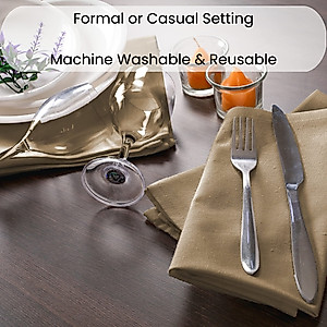 Dine n Decor Set of 12 Cloth Dinner Napkins 100% Cotton - Soft Durable Washable - Ideal for Farmhouse Party Weddings Christmas Easter - Perfect Everyday Use Cloth Napkins Beige 17x17