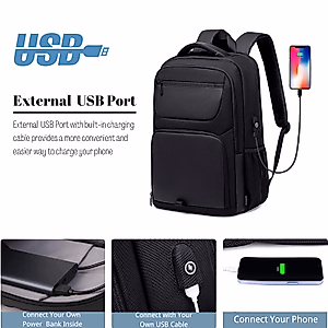 Travel Laptop Backpack, Anti Theft Backpack for Men Women with USB Charging Port, Water Resistant Computer Backpacks Bag Fits 15.6 Inch Computer and Notebook