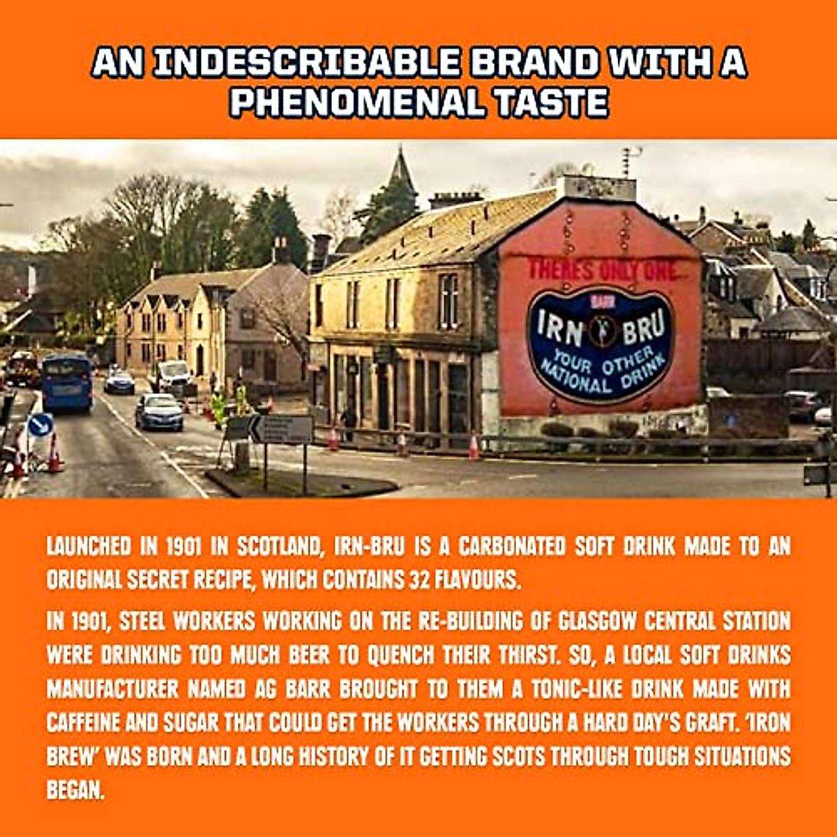 IRN-BRU From AG Barr The Original and Best Sparkling Flavored Soft Drink | A Scottish Favorite | 16.9 Fluid Ounce (Pack of 12)