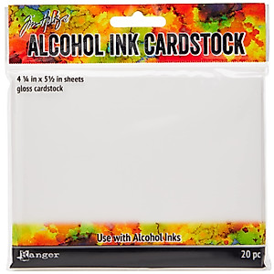 Ranger ALCOHOL INK CARDSTOCK GLOSS FINISH 4.25X5.5IN 20CT, 4-1/4 by 5-1/2-Inch, Multicolor