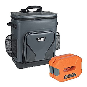 Klein Tools 80126 Cooler Backpack and Ice Pack Set, 30 Cans, Insulated, Rugged, Ideal for Jobsites, Hunting, Camping or The Beach, 3-Piece