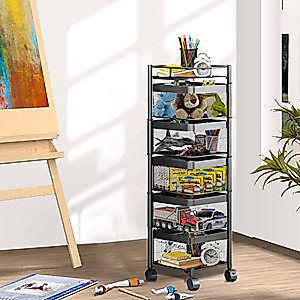 Rotating Kitchen Storage Shelf Rack, Multi-Layer Rotating Organizer Storage Basket, Floor-Standing Rolling Rack Multifunctional Household Shelf for Kitchen,Bedroom,Bathroom,Living Room(5-Tier,37in)