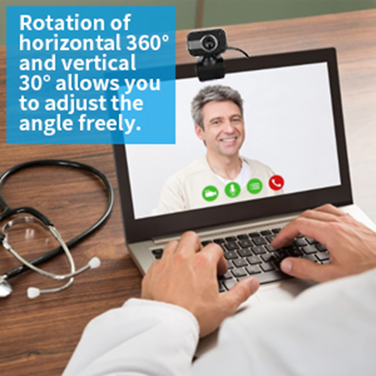 360 Degree USB Webcam with 0.3MP MIC for Laptop/PC/Monitor - High Definition Wireless Camera for MSN/ICQ Night - Perfect USB Camera for Computer, Laptop and More