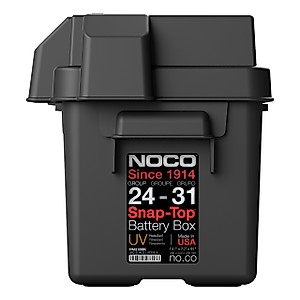 NOCO Snap-Top HM318BKS Battery Box, Group 24-31 12V Outdoor Waterproof Battery Box for Marine, Automotive, RV, Boat, Camper and Travel Trailer Batteries