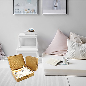 TWIGANDLAKE 2PCS Wicker Woven Storage Bins with Natural Seagrass Rattan Woven Organizer Boxes, Small and Large Wicker Basket Set with Lid for Shelf, Book