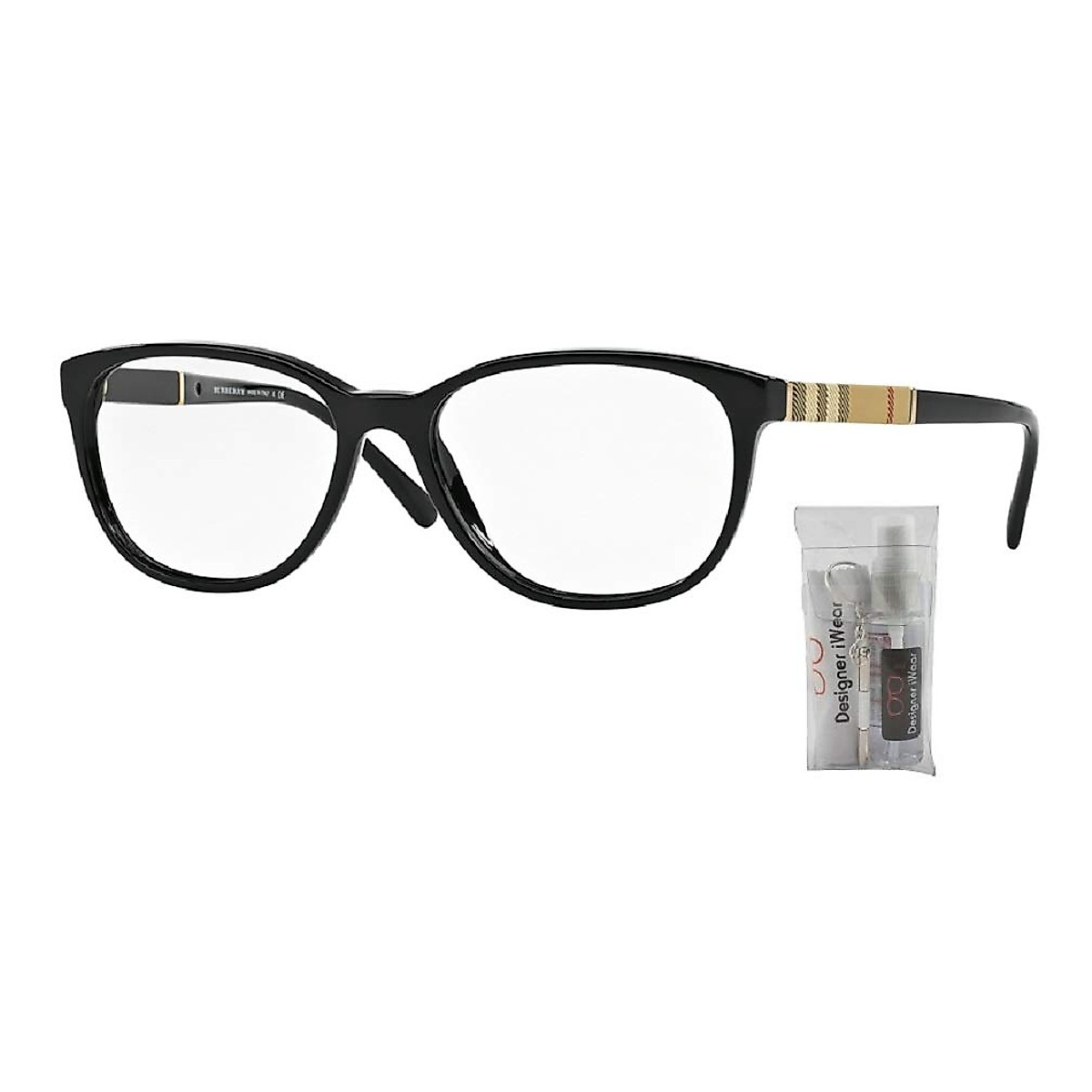 BURBERRY BE2172 3001 52M Black Square Eyeglasses For Men For Women+ BUNDLE With Designer iWear Eyewear Kit