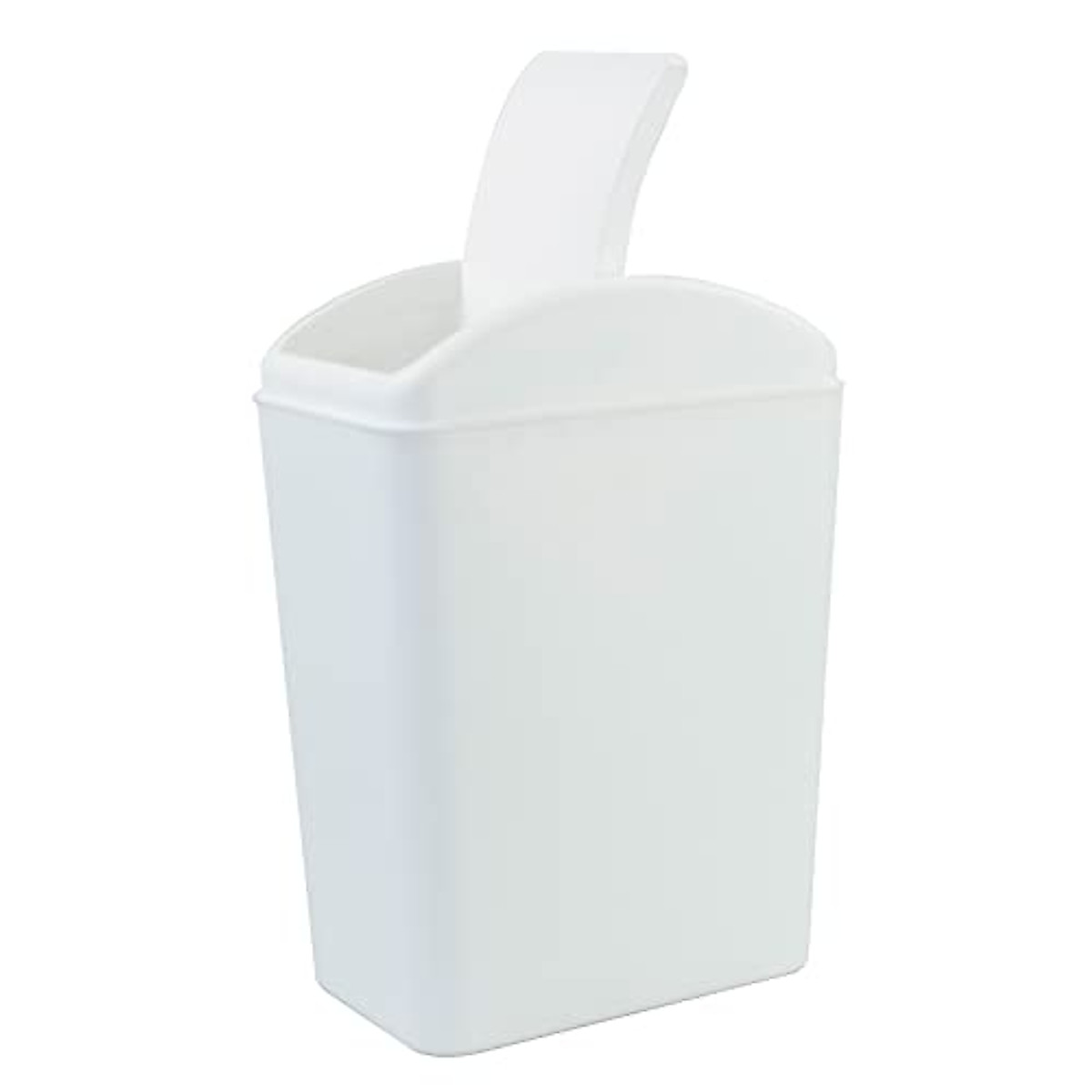 Qskely 4.5 Gallon Plastic Swing-Top Trash Can, Garbage Can with Lid, White