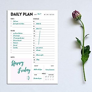 Daily Planner Notepad - A5 Calendar, Scheduler, Organizer with Priority, To Do List, Appointments, Notes, Meals and Water Intake Tracker, 50 Undated Tear-Off Sheets Planning Pad, 5.8"x8.25"