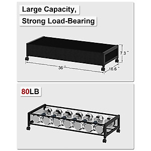 Fokyfok 2 pack Under the Bed Storage Containers,36" Underbed Storage with Wheels,Under Bed Shoe Storage,Under Bed Rolling Storage,Large Under Bed Storage,Underbed Drawers,Underbed Storage with Lid