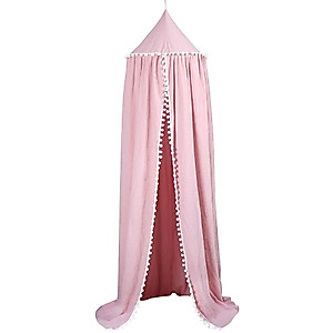 Uaugh Baby Crib Tent,Canopy Mosquito Net for Kids Baby Bed,Insect Protection Hanging Canopy,Dome Tent Room for Kids(Grey 93inches (Pink)