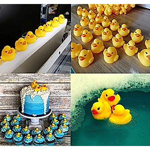 SOHAPY 100Pcs Mini Yellow Rubber Ducks Tiny Baby Shower Rubber Ducks, Squeak Fun Baby Yellow Rubber Bath Toy Float Fun Decorations for Shower Birthday Party Favors Cupcake Carnival Game Gift (100Pcs)