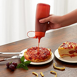 Premium 6 Pack 16 oz Plastic Condiment squeeze Bottles with Squeeze Top,Food Grade Squirt Bottle for Sauces,Hot Sauces,Syrup,Oil Dispenser,Salad Dressings Container,with extra 8 Chalk Labels and 1 Pen