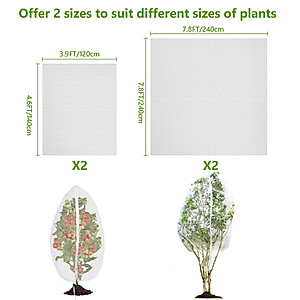 2 Pack Fruit Tree Netting Garden Plants Fruits Blueberry Protection Netting Cover Bags with Drawstring and Zipper 4x4.6Ft Bird Barrier Netting Mesh Plant Protection Netting for Vegetables Fruits