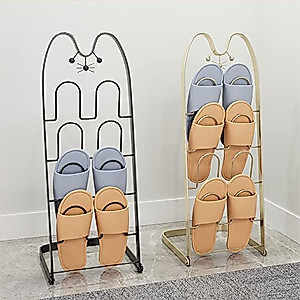 4 Tiers Shoes Rack Entryway Shoes Storage Organizer Metal Slippers Shelf Shoes Stand Space Saving Shoes Storage Shelf for Entryway Living Room Bathroom(Black)