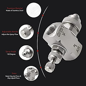 Bettomshin 1Pc Air Atomizing Nozzle, 1/4BSPT Female Thread 130 Degree Round Spray Air Atomizing Mist Nozzle 304 Stainless Steel