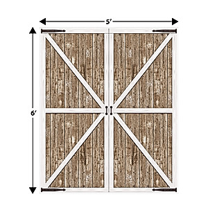 Beistle 6' x 5' Rustic Western Barn Door Photography Background Farm Theme Photo Shoot Backdrop For Birthday, Baby Showers, Wedding Day Décor, Brown/White/Black
