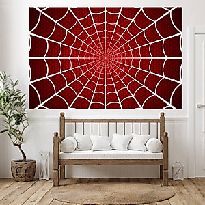 Spider Web Happy Birthday Banner Backdrop Super Hero Theme Decor Decorations for Boys Girls 1st Birthday Party Supplies Baby Shower Photo Booth Props Background Photography