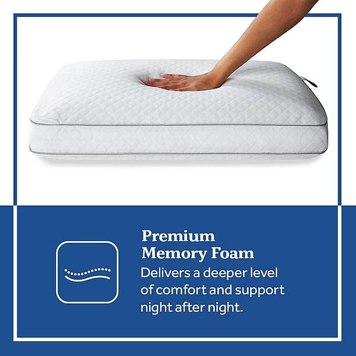 Sealy Essentials Memory Foam Bed Pillow for Pressure Relief, Adaptive Memory Foam Pillow with Washable Knit Cover, Standard, 24 x 16 in x 5 in,White