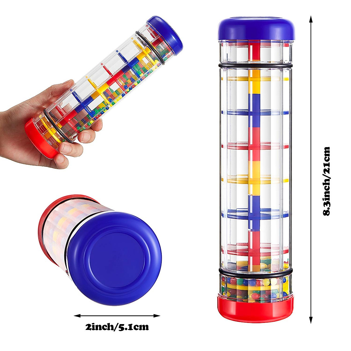 Gejoy 2 Pieces 8 Inch Mini Rain Stick Shaker Rattle Tube Rain Stick Rainmaker Rainstick Rattle Music Auditory Instrument Toy for Babies Toddler