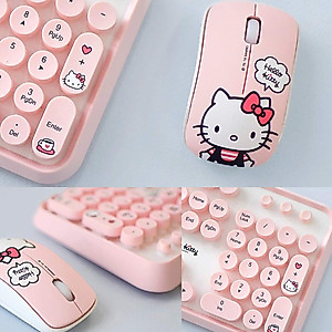 Digital Ventus Hello Kitty Retro Keyboard + Mouse Set, Keyboard Korean/English (Pink)