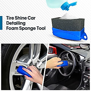 Tire Shine Dressing Applicator Pad, Tire Foam Applicator Sponges Contour Tire Wheel Shine Car Cleaning, Reusable Tire Sponges Applicator Pads Tire Wax Wipe with Lid