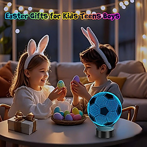 Linkax Easter Basket Stuffers for Teens Boys, Soccer Gifts for Boys, Easter Gifts for Kids Toys for Ages 8-13, Soccer Ball 3D Illusion Lamp, 8 9 10 11 12 Year Old Birthday Presents Room Decor