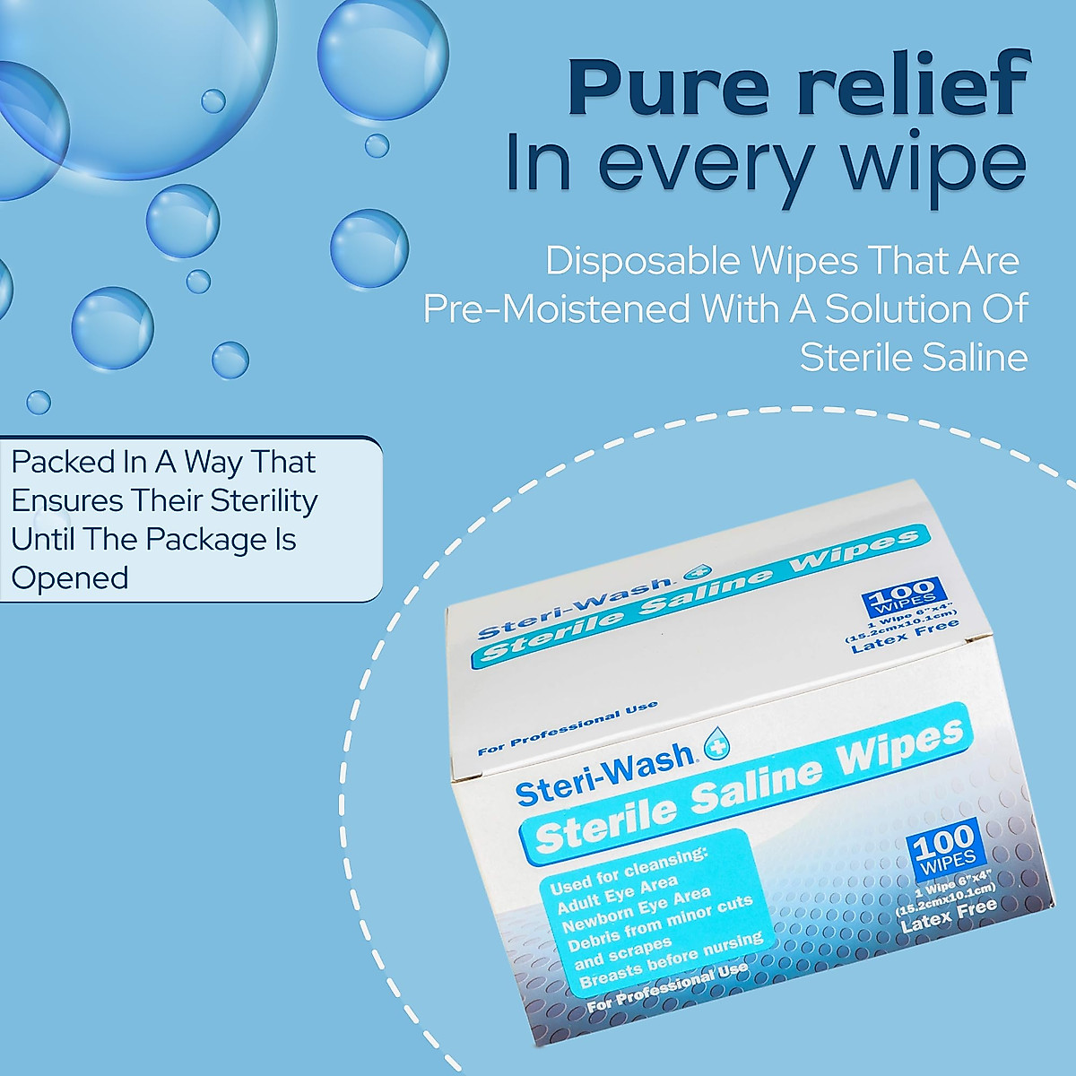 Steri-Wash® Aftercare Piercing Wipes 100 Count - Sterile Saline Solution for Gentle and Convenient Piercing Cleansing for Nose, Ear, Belly, Lips - Cleanses, Sanitizes and Soothes Skin Irritations