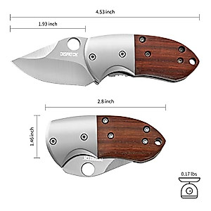 Dispatch Mini Folding Small Pocket Knife, Stainless Steel Sanding Blade and Steelhead EDC Tactical Tools with Wooden Handle, Everyday Carry, Unique Small Gift for Father-Mother Men Women