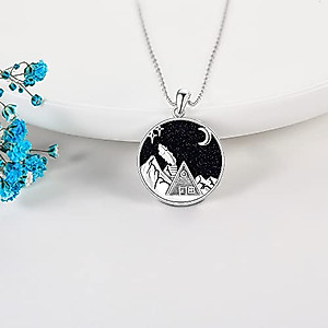 Mountian Necklace for Women Sterling Silver Blue Sandstone Camping Necklace Mountain Jewerly Gift for Hikers
