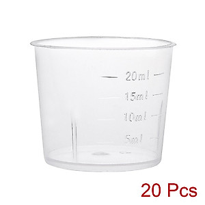 uxcell Measuring Cup 20ml PP Plastic Graduated Beaker Clear for Lab Kitchen liquids 20pcs