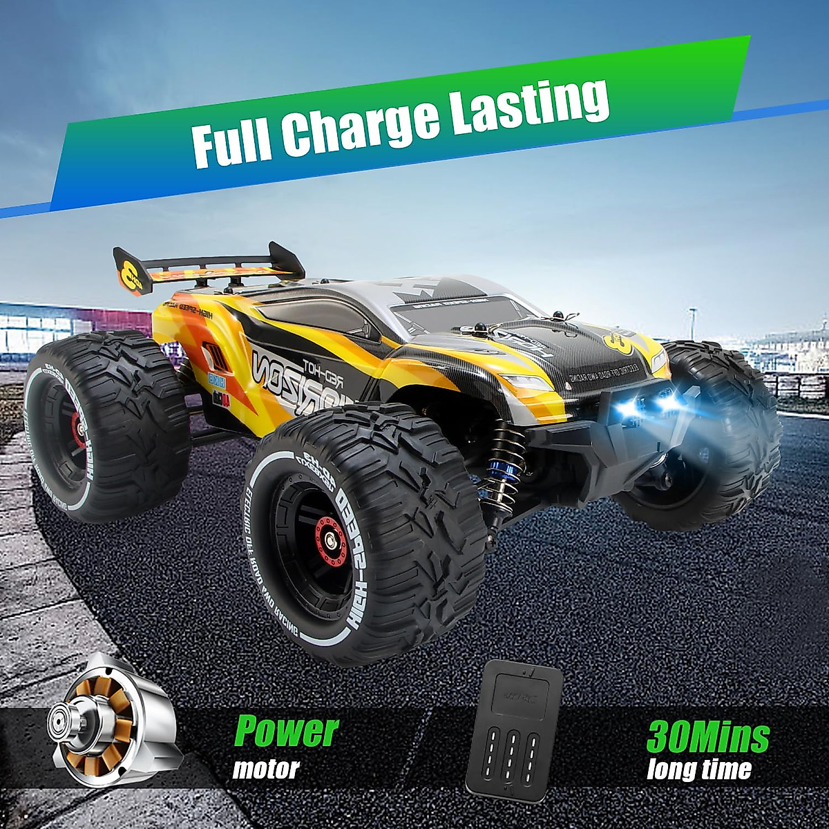 4DRC H3 RC Car,50+kmh High Speed Monster Truck,Racing Hobby Car for Adults, 4WD All Terrain Off-Road Remote Control Car, 2.4Ghz RC Crawler,2 Battery 40+ Min Play Gift for Boy Kids Adults