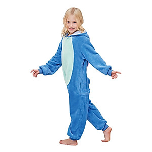 Unisex Kids Onesie Animal Cosplay One-Piece Pajamas Christmas Halloween Costumes Blue