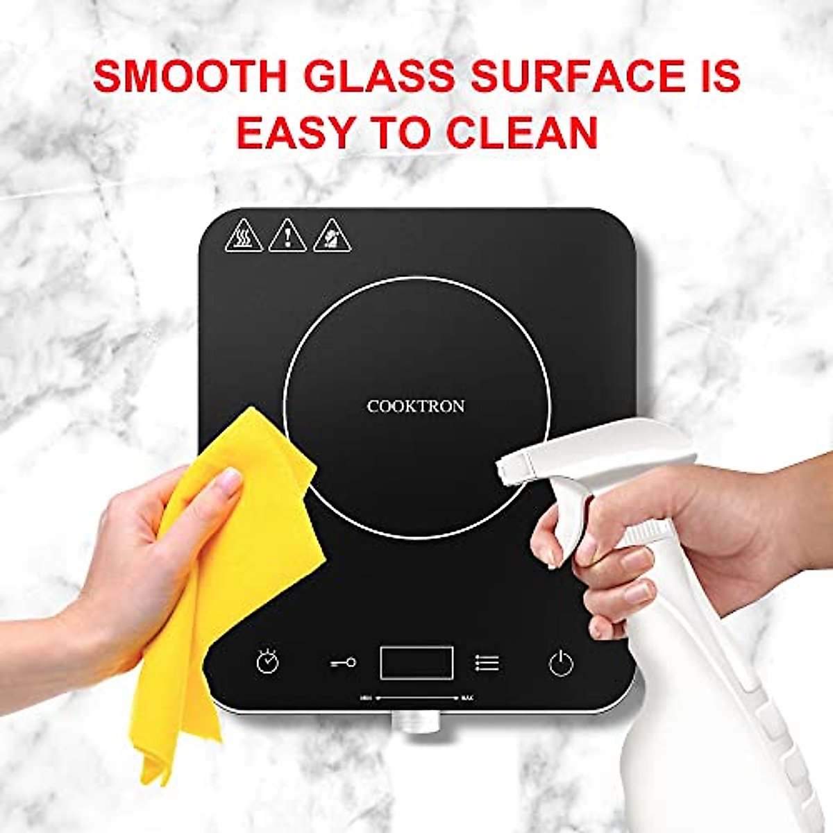 COOKTRON Single Induction Cooktop Countertop Burner with Fast Warm-Up Mode, 10 Temperature 9 Power Settings, Portable Induction Cooker Cooktop 1800w with Child Safety Lock & Timer