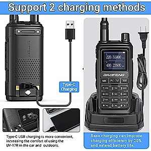 Baofeng Radio UV-5R Upgrade Ham Radio Long Range Two Way Radio UV-17R Walkie Talkies for Adults Dual Band USB Charger 999 Channels VOX with Earpiece,Flashlight Li-ion Battery