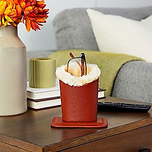 Juvale 2 Pack Eyeglasses Holder Stand, Plush Lined Bedside Glasses Case for Table, Desk, Nightstand (Black, Brown, PU Leather)
